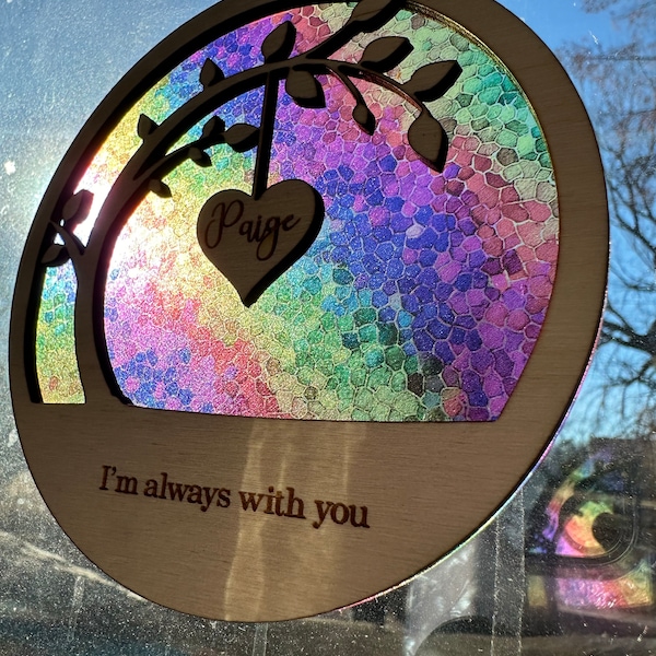 Sun Catcher Sympathy Gift, Poem Card Memorial Suncatcher, Wing Sympathy ...