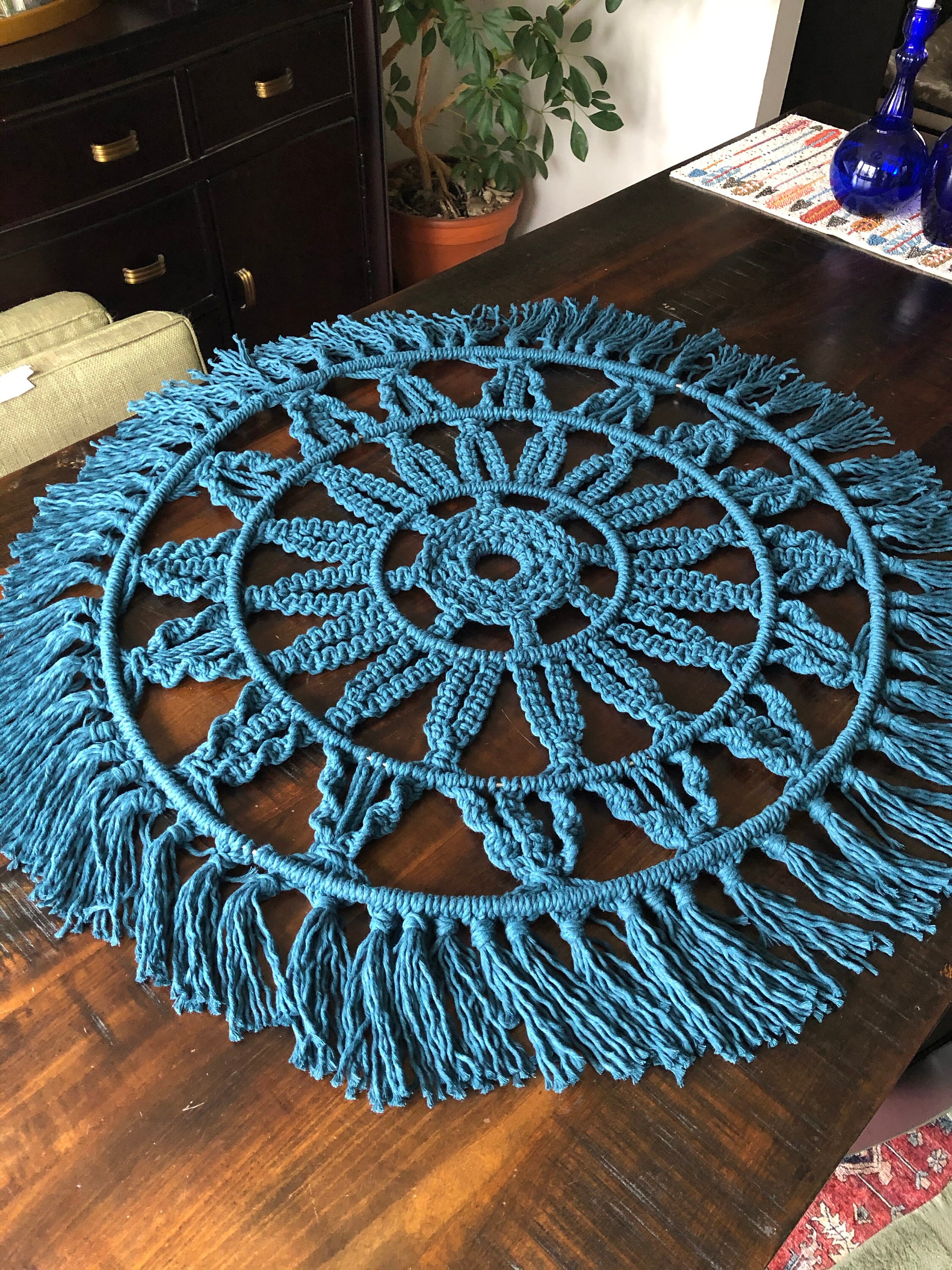 70s vintage circular round macrame wall hanging pdf macrame pattern 35 ...