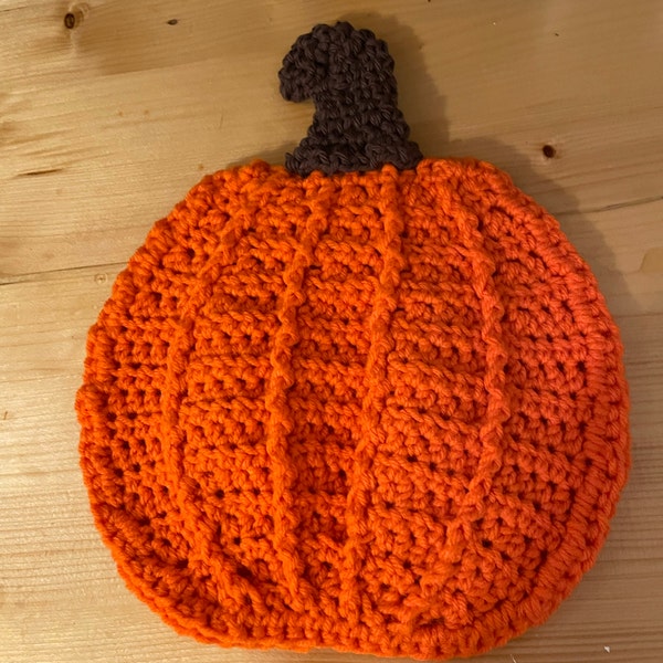 Crochet Pumpkin Potholder Pattern - Crochet Pumpkin Pattern - Crochet Farmhouse Pumpkin Trivet ...