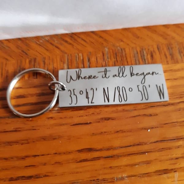 Custom Coordinate Laser Engraved Keychain, Personalize With an Address ...