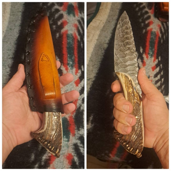 DAMASCUS HUNTING KNIFE, Custom Damascus Knife, Hand Forged, Damascus ...