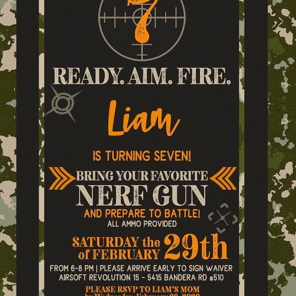 Boys Birthday Invitation, Camo Army Invite, Template, Boys, Any Age ...