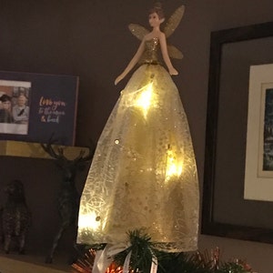 Gisela Graham Tree Topper Christmas Decoration Gold Sparkly | Etsy UK