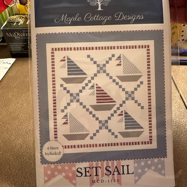 Set Sail Quilt Pattern PAPER Copy Ideal for Baby Boy Quilts Nautical Quilting Pattern With 4 ...