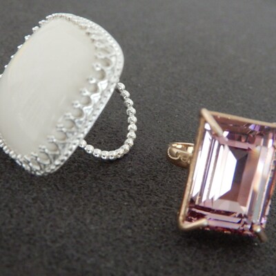 Rose Gold Plated Over 925 Sterling Silver Rectangle Shape Ring - Etsy