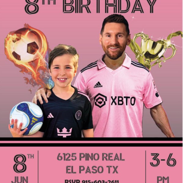 Personalized Messi Birthday Invitation Digital Download Soccer Party ...