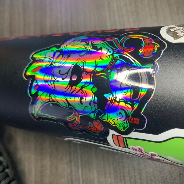 Japanese Hannya Mask Holographic Sticker - Weather-resistant Vinyl ...