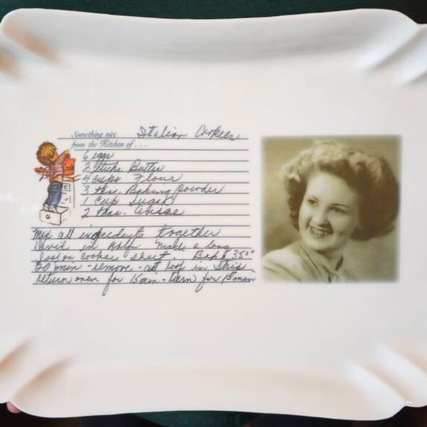 Personalized Ceramic Platter With Handles, Handwritten Recipe Keepsake ...