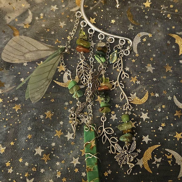 Luna Raven Ear Cuff With Purple Quartz Crystal, Bird Skull Ear Cuff ...