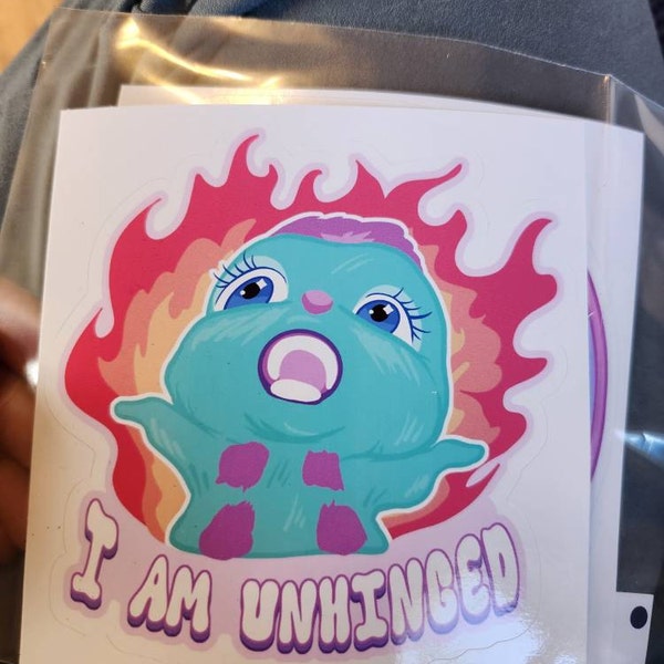 I AM UNHINGED Bibble Meme Sticker | Fairytopia Bibble Flames Meme ...