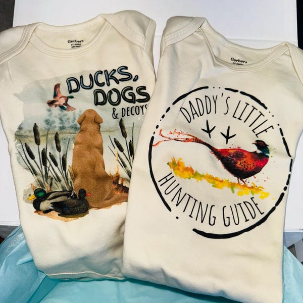 Duck Hunting Onesie® Hunting Bird Dog, Ducks Dogs & Decoys, Daddy's ...