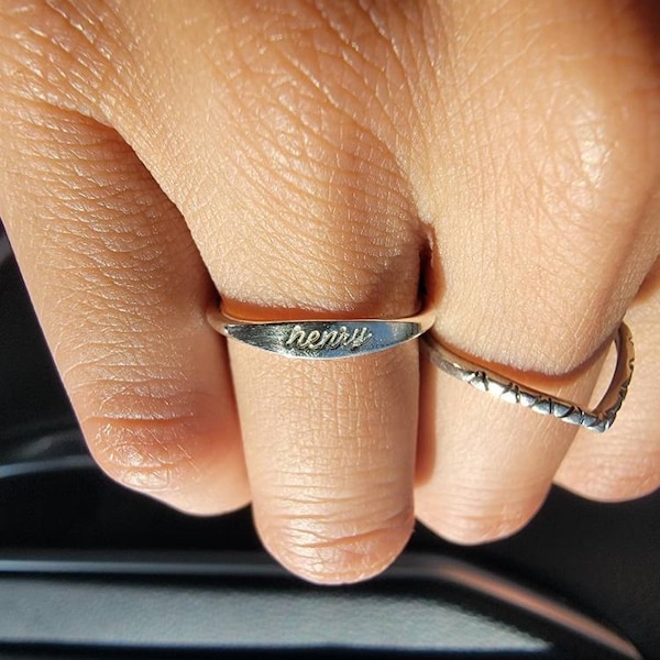 Stackable Name Ring in Gold, Silver, Rose • Custom Name Ring by ...