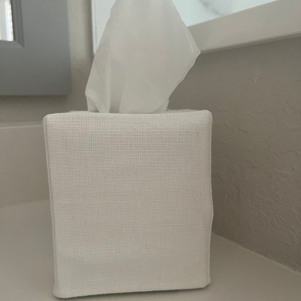 Linen Tissue Box Cover 100% Woven Linen With Cotton Muslin Lining ...