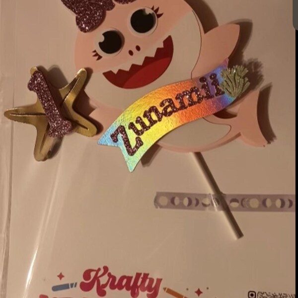 Baby Shark Cake Topper, Baby Shark Cake Topper Girl, Personalized Baby ...