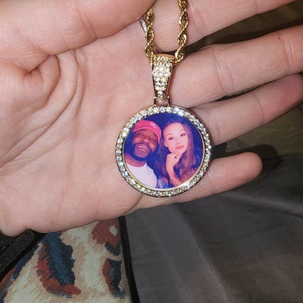 Custom Photo Necklace, Personalized Picture Necklace, Simulated Diamond ...