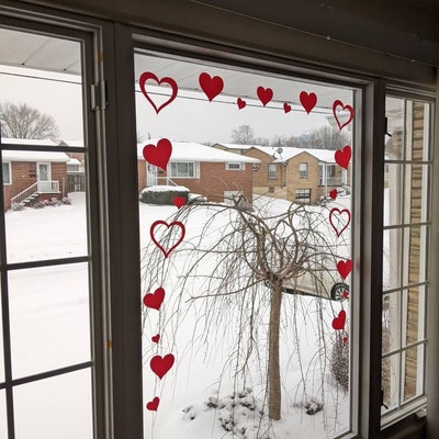 Valentine Heart Window Cling Decals, Reusable Static Cling Heart ...