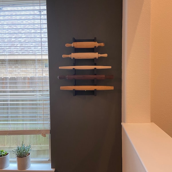 Multiple Rolling Pin Rack, Wooden Rolling Pin Shelf, Rolling Pin ...