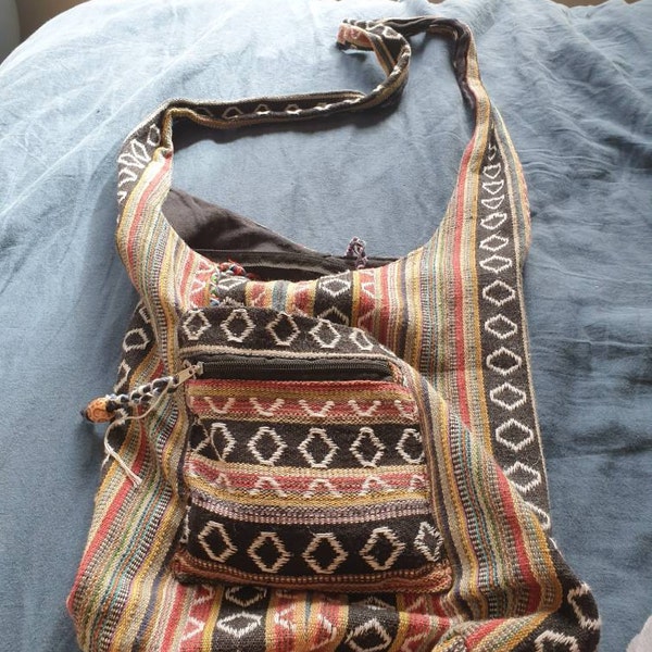 Brown/multicolour Crossbody Bag, Hippie Bag / Boho Casual Bag, Hobo Bag ...