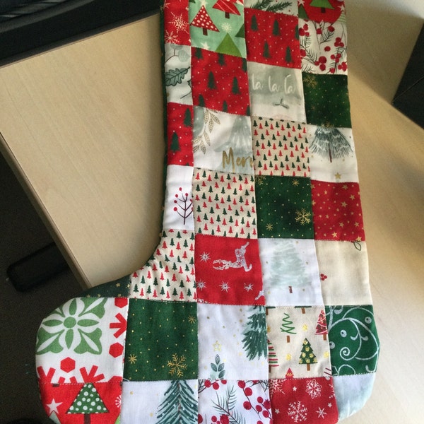 Red Patchwork Christmas Stocking Pattern - Etsy