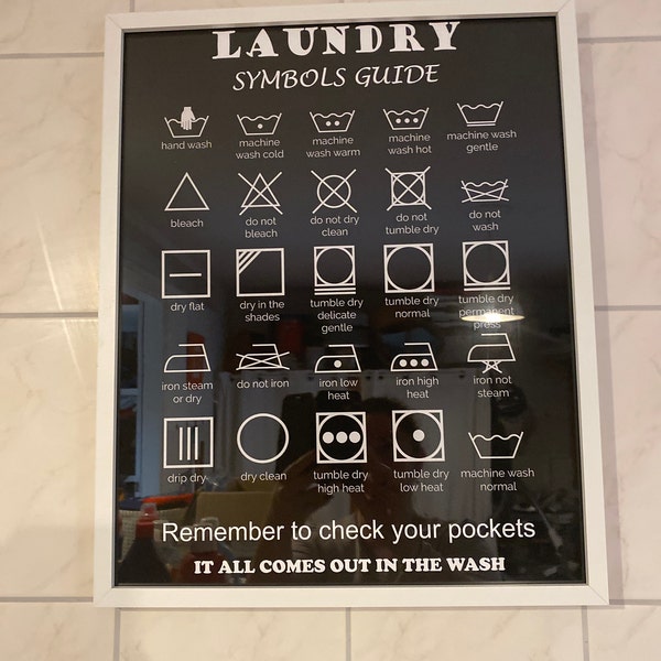 Laundry Symbols Bathroom Poster, Laundry Washing Guide, Laundry Symbol ...