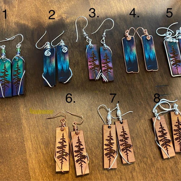 DIY Wooden Tree Engraved Bulk Earring Blanks, Northern Lights ...