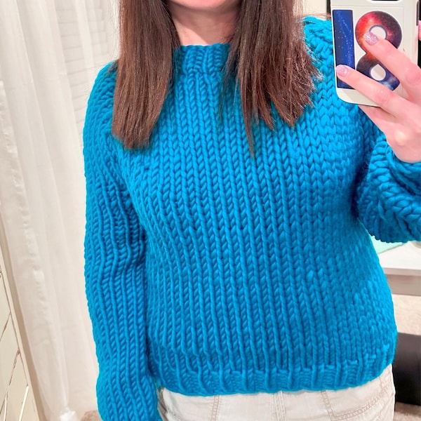 The Big Bottom-up Sweater, Beginner Knitting Pattern for A Super Chunky ...