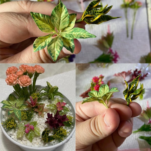 5 Miniature Dollhouse Clay Rose Flowers, Peach Color Coral Color Fairy ...