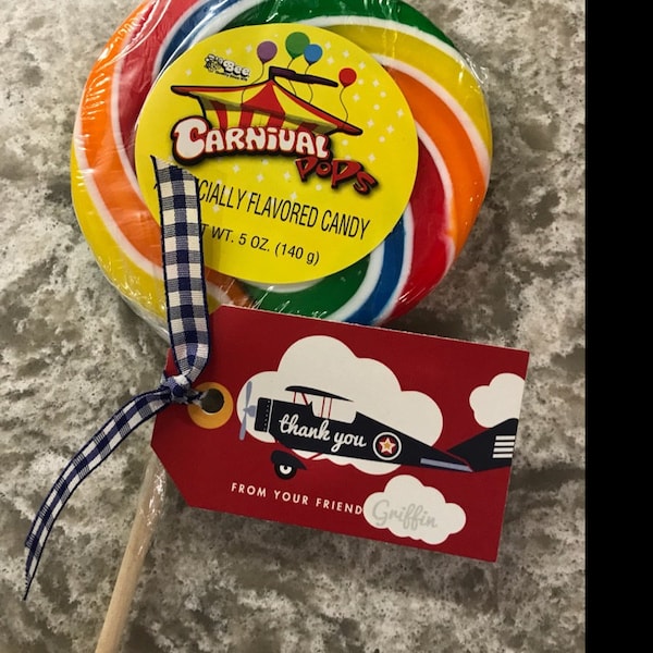 Airplane Tag Red Vintage Airplane Thank You Tag Birthday Party Retro ...