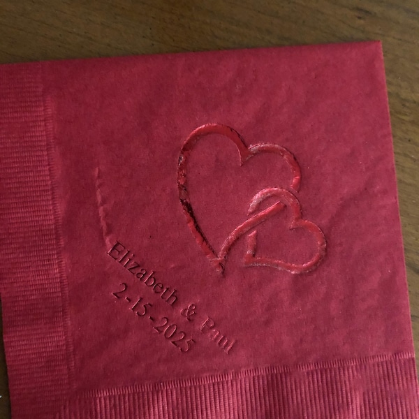 Interlocking Heart Print Napkins - Paper Wedding Napkin - 50 Pack ...