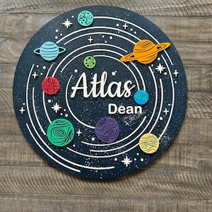 Solar System With Name SVG, Space Logo Cut File, Kids Monogram DXF ...