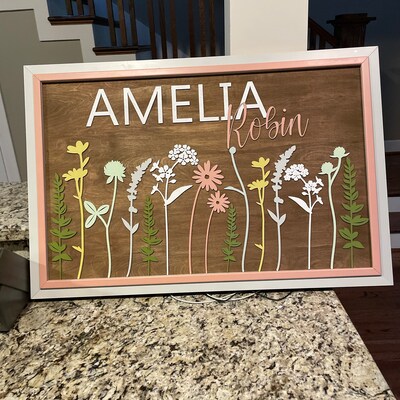 Wildflowers Nursery Sign Personalized, Wood Name Sign for Nursery - Etsy