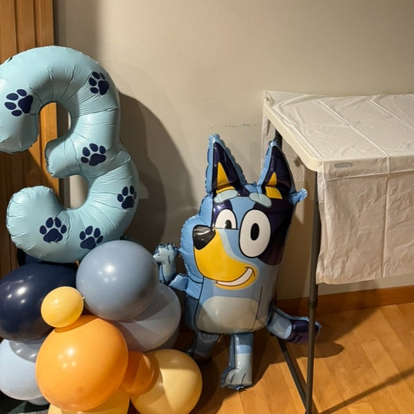 Bluey Number Balloon Tower | Giant 32" Inch Light Blue Balloon ...