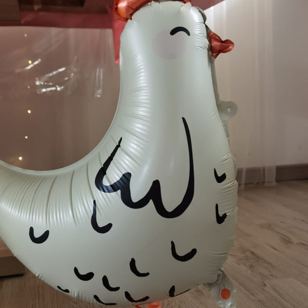 Adorable White or Black Walking Chicken Balloon, Farm Kids Party ...