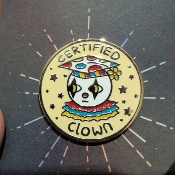 Sad Pierrot Clown Girl Enamel Pin Golden Metal - Etsy