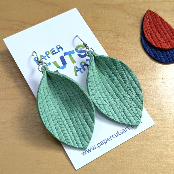 Fall Colors Leaf Teardrop Sample Pack, Palm Leaf Embossed Leather ...