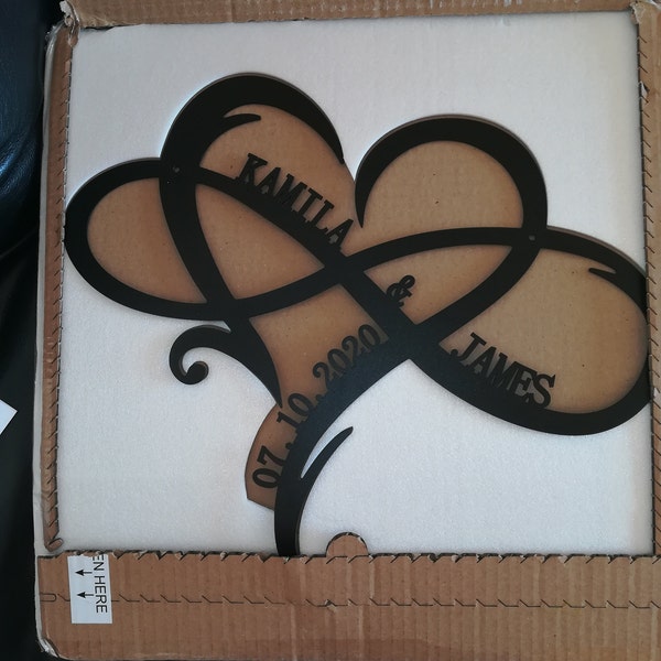 Personalized Infinity Heart Metal Sign - Custom Names & Date - Wedding ...