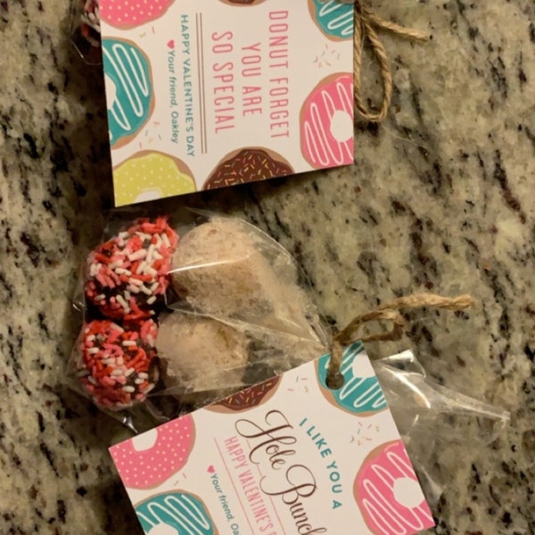 Donut Valentine - Personalized Editable PDF Printable, Classroom ...