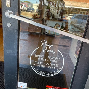 Business Opening Hours Decal or Static Cling Open to Close Hours of ...