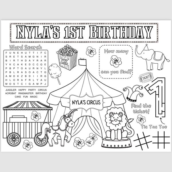 Pizza Party Birthday Theme Activity Sheet | Party Placemat | Pizza ...
