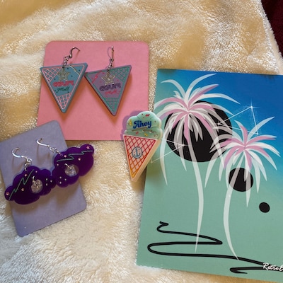 Fluorescent UV Acrylic Coaster Set-vaporwave City Retro - Etsy