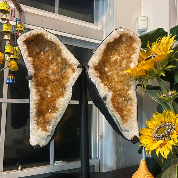 27” Tall Amethyst BUTTERFLY/ ANGEL WINGS Crystal Pair**** Big Cathedral ...