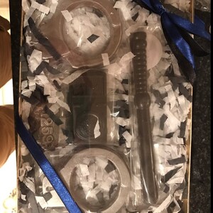 Chocolate Police Handcuffs Badge Night Stick and Walkie Talkie 5 Piece ...