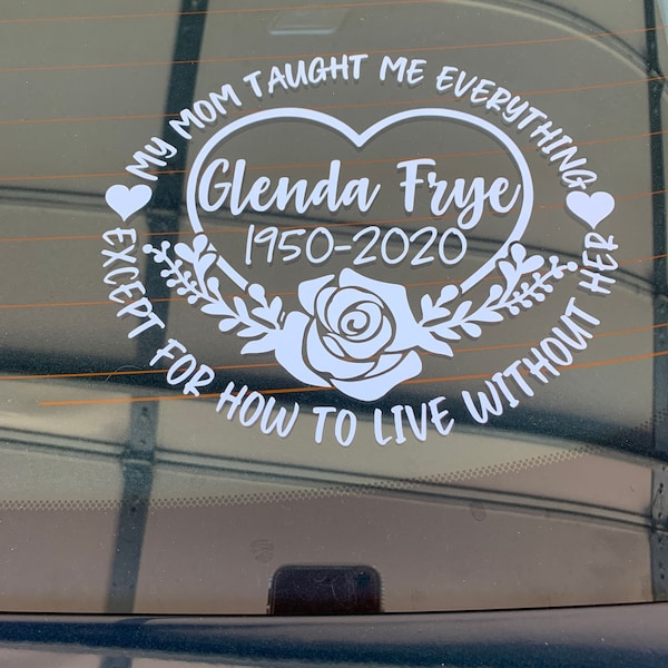 Mom Mother Memorial Vinyl Decal, Custom Tribute Remembrance Sticker ...