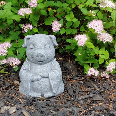 Pig Statue, Meditating Buddha Pigs, Zen Animals, Pig Figures, Concrete ...