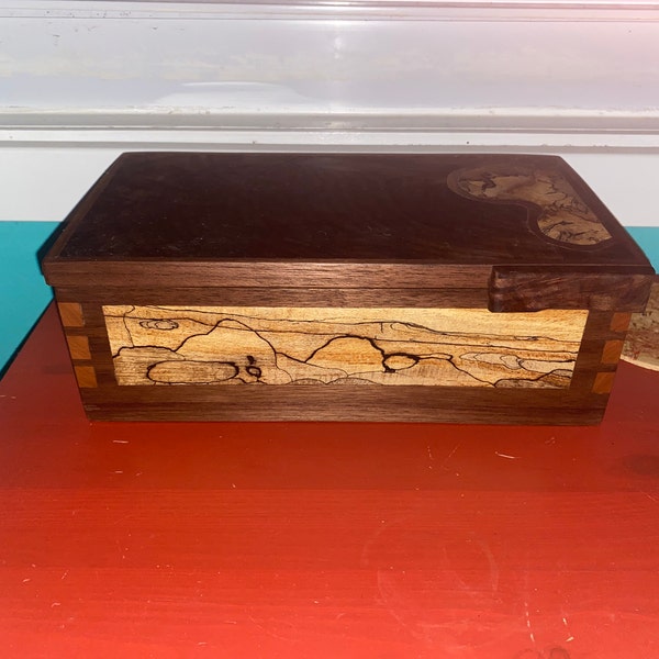 Handmade Wooden Keepsake Box With Black Walnut and Curly Maple Wood - Etsy