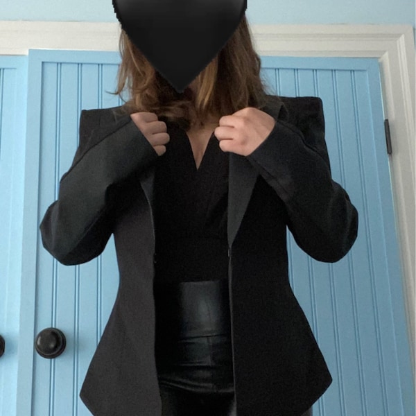 CARBON-14 BLAZER - Black Rubber Jacket Textured Dark Academia Goth ...