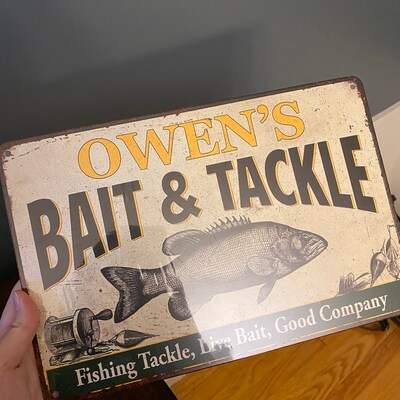 Personalized Fishing Bait Tackle Sign Man Cave Vintage Look ...
