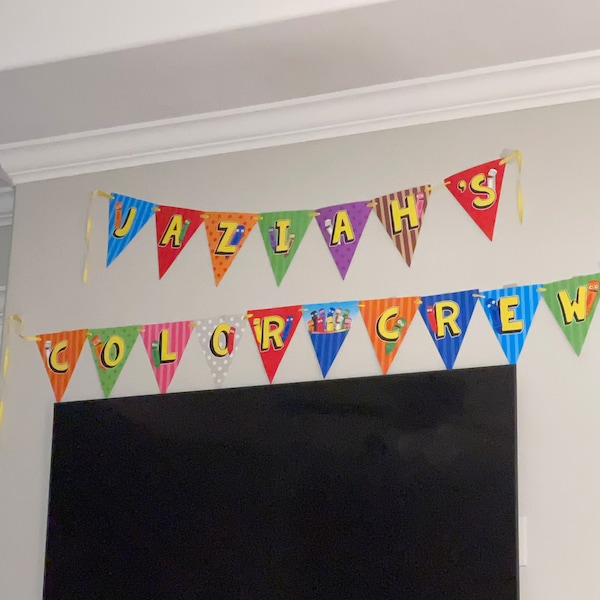Color Crew Babyfirst Tv Birthday Personalized Banner Decoration - Etsy