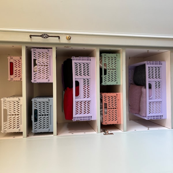 LARGE Pastel Color Plastic Storage Crate | Set of 3 | Foldable ...