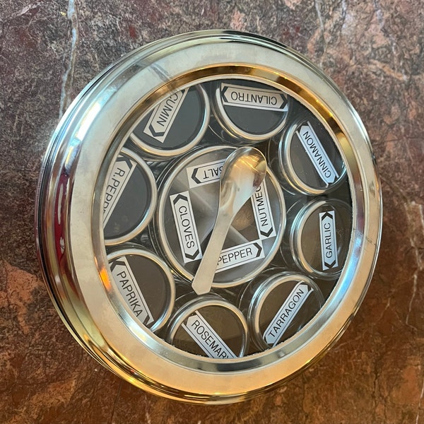 Stainless Steel Indian Spice Box, Steel Masala Dabba 12 Spices, Lid ...